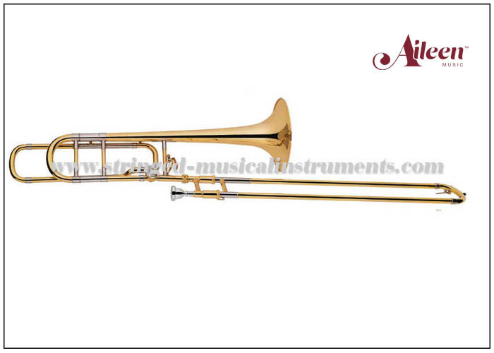 CQM Gold Lacquer Tenor trombone , Bb / F Key Brass Musical Instruments With ABS / foamed Case