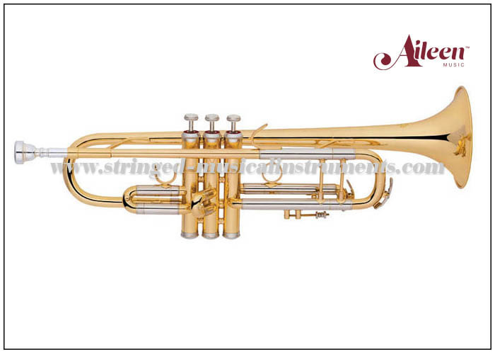 Nickel Plated Golden Lacquered Trumpet Musical Instrument For Student Bb Key Tone