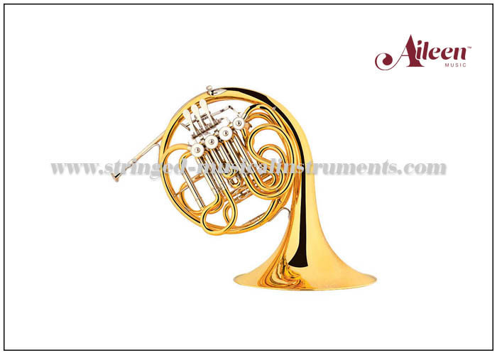 4 Keys Brass Musical Instruments Yellow Brass One Piece Fixed Shape Double French Horn