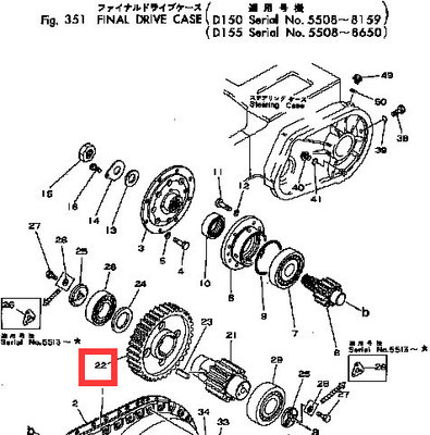 175-27-31255 gear for Komatsu D150A-1 bulldozer final drive assy