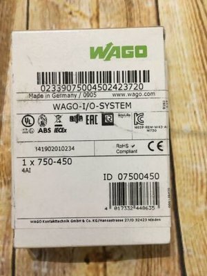 Wago 750-450 I/O System 4-Channel Analog Input New In Box