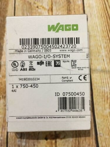 Wago 750-450 I/O System 4-Channel Analog Input New In Box