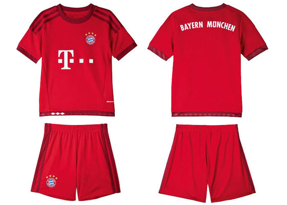 Custom Kids Soccer Jersey Bayern Munich , Red Home red Soccer Shirts