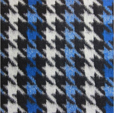 Blue / White / Black Plover Jacquard Fabric With Houndstooth Pattern