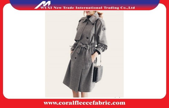 Fashion Autumn Ladies Long Trench Jacket With Gray Latticed Pattern