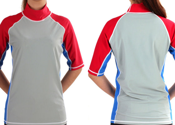 Children Uni-Sex Short Sleeve Lycra Rash guard sport shirt Blue gray red color OEM
