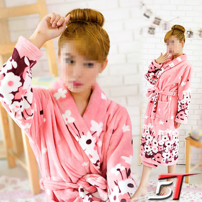 Men's plush coral fleece robe