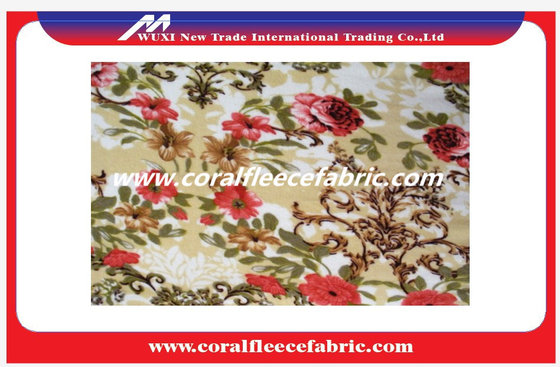 Colored Floral Decorative Coral Velvet Fabric For Bathrobe And Blanket