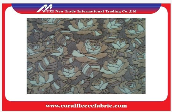Colored Floral Decorative Coral Velvet Fabric For Bathrobe And Blanket