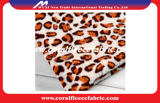 Leopard Pattern Polyester Coral Fleece Fabric for Garments , Sportswear and Shoes