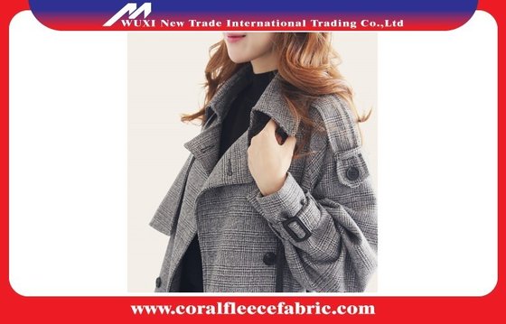 Fashion Autumn Ladies Long Trench Jacket With Gray Latticed Pattern