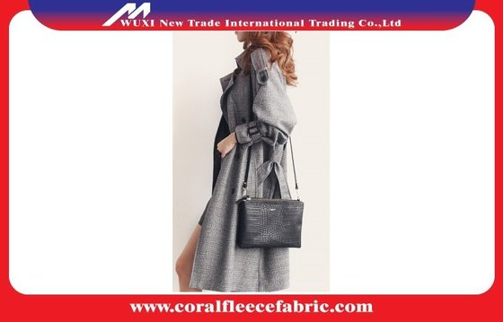 Fashion Autumn Ladies Long Trench Jacket With Gray Latticed Pattern