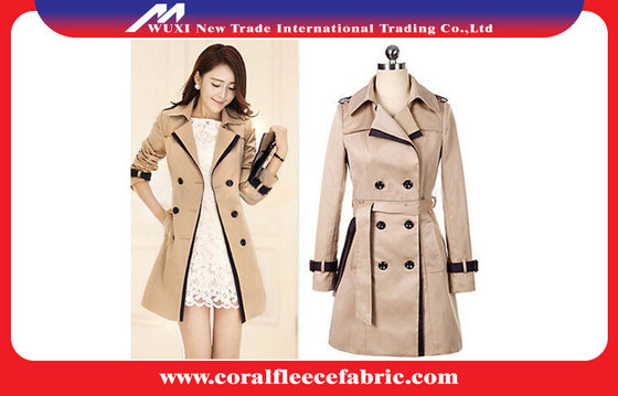 Double Breasted Long Trench Jacket Womens Winter Outerwear , Waterproof