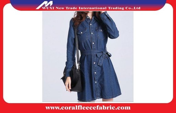 Custom Casual Denim Long Trench Jacket / Dust Coat Jackets for Women