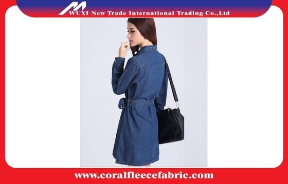 Custom Casual Denim Long Trench Jacket / Dust Coat Jackets for Women