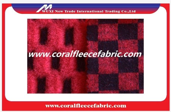 Red Multicolor Knit Jacquard Wool Blend Fabric , Home Decor Wool Suiting Fabric