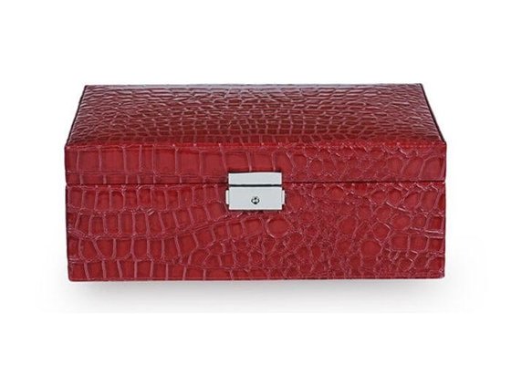 Ladies Lycra leather rectangle jewelry box with lock for necklace , earring