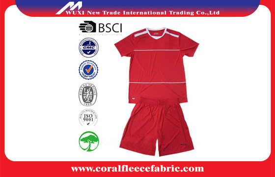 Red Short Sleeve Sport Suits Custom Youth Soccer Jerseys / Basketball Team Uniforms