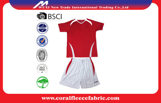 Red Short Sleeve Sport Suits Custom Youth Soccer Jerseys / Basketball Team Uniforms