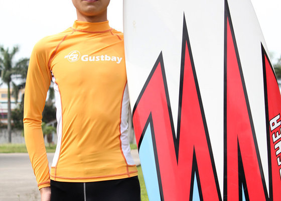 Sunscreen Lycra Rash Guard Nylon Orange Sportswear Surfing long sleeve T-shirt