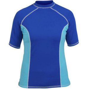 Sublimation Surf Lycra Rash Guard Women Short Sleeve Blue Nylon