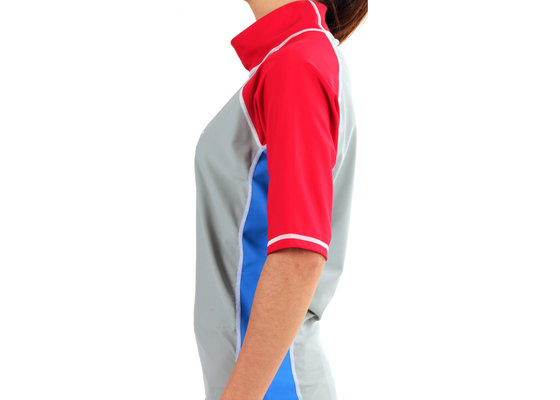 Children Uni-Sex Short Sleeve Lycra Rash guard sport shirt Blue gray red color OEM
