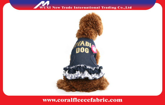 Pink Knitted Denim Cute Pet Clothes for Princess Girl Dog Dress , OEM Pet Apparel