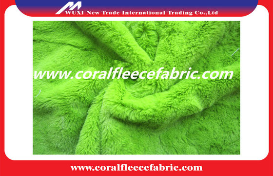 Green Polyester Warp Knitting PV Plush Fabric for Winter Garment / Shoes