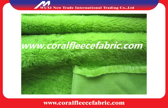 Green Polyester Warp Knitting PV Plush Fabric for Winter Garment / Shoes