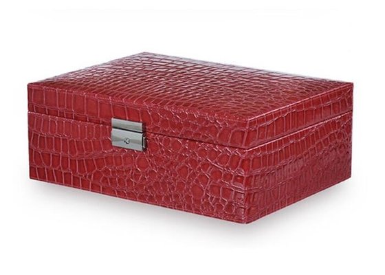 Ladies Lycra leather rectangle jewelry box with lock for necklace , earring