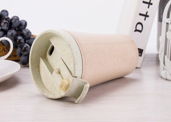 Wheat Straw Eco Friendly Kitchenware Anti Slip Plastic Drinking Cups With Lid