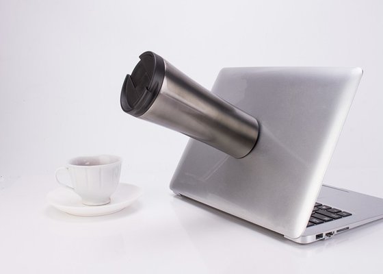 Anti-Slip Suction Coffee Mug For Office Use / Double Wall Vacuum Insulated