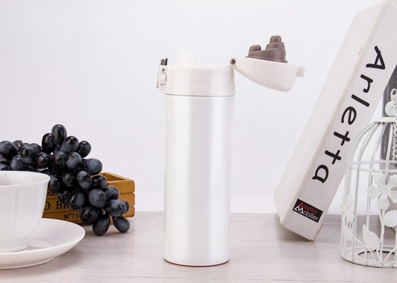 FDA Certificated Spill Proof Travel Coffee Mugs That Keep Coffee Hot / Pearl White Color