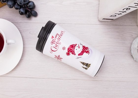 350ml leakproof design anti-spill plastic portable cofffee mug with customized pattern
