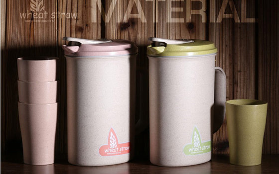 Heat Resistant wheat straw Hot And Cold Water Filter Jug With Lid And Handle