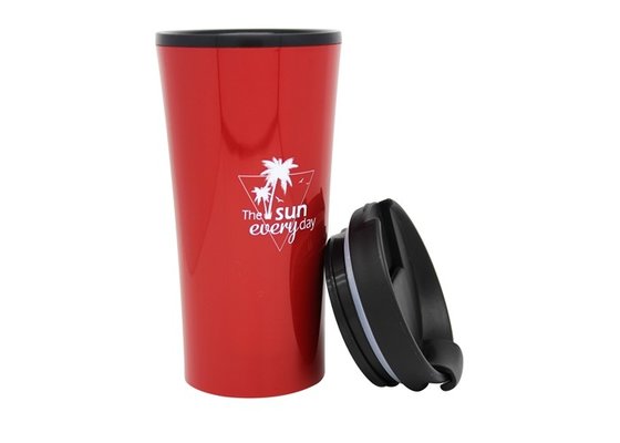 Red Leak Proof Suction Mug Spill Free Mug , Tip Proof Plastic Travel Coffee Mug