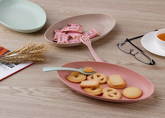 Light Dinner Plates Wheat Straw Dinnerware Small Oval Shaped Dish For Snacks