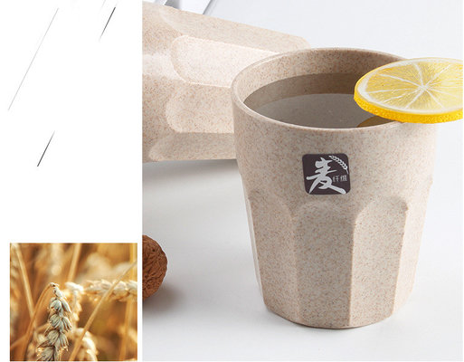 Multi Color Wheat Straw Lightweight Travel Mug Tumblers Biodegradable 12 Oz