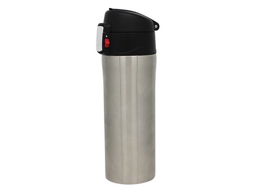 Silver Magic Suction Mug , 12 Oz Stainless Steel Travel Mug With Locked Lid