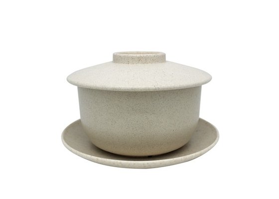 450ml Eco Friendly Kitchenware Biodegrable Tableware Bagasse Bowl With Cover And Saucer