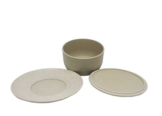 450ml Eco Friendly Kitchenware Biodegrable Tableware Bagasse Bowl With Cover And Saucer