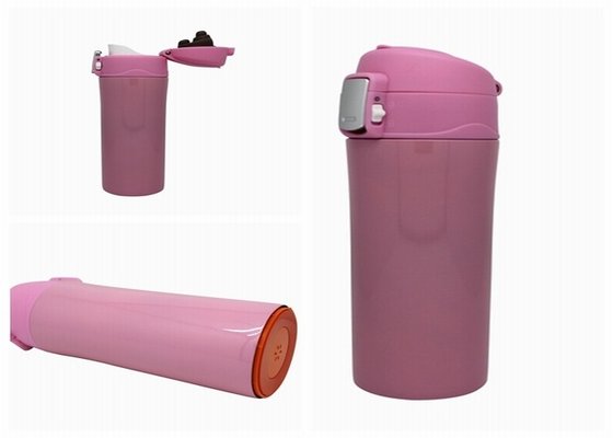 Pink Thermal Insulated Coffee Mugs , Hot And Cold Travel Tumbler Silk Screen Logo