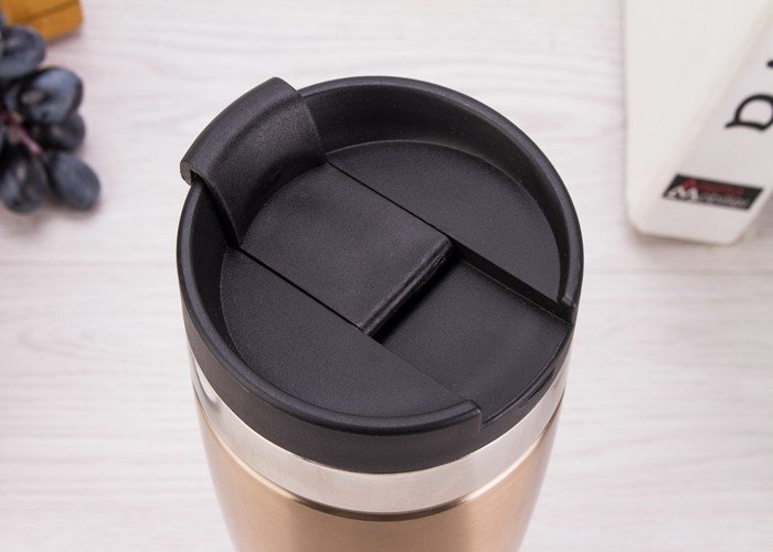 double wall stainless steel vacuum insulated portable coffee mug with sunction function