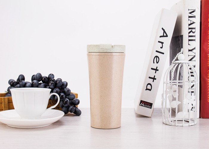environmental-friendly wheat straw material leakproof anti-tipping coffee mug commuter mug suction mug