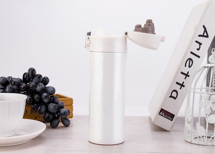 FDA Certificated Spill Proof Travel Coffee Mugs That Keep Coffee Hot / Pearl White Color