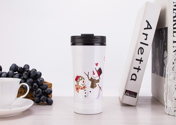 350ml leakproof design anti-spill plastic portable cofffee mug with customized pattern