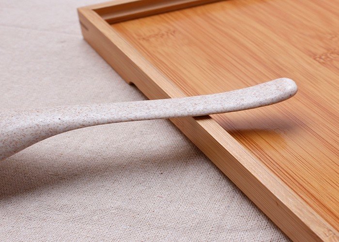 Kids spoon made from disposable degradable eco-friendly wheat straw fiber and rice husk