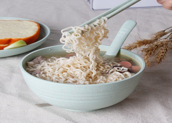No Heavy Metals Wheat Straw Instant Noodle Bowl 15*15*8CM Size Dishwasher Friendly