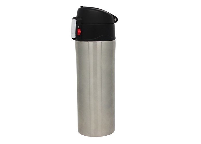 Silver Magic Suction Mug , 12 Oz Stainless Steel Travel Mug With Locked Lid