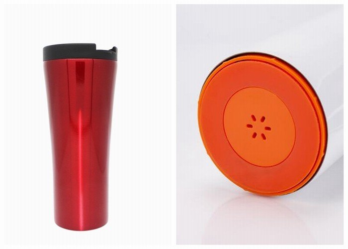 Red Hot And Cold Travel Mugs Leak Proof Lid , 16oz Thermal Insulated Coffee Mugs 